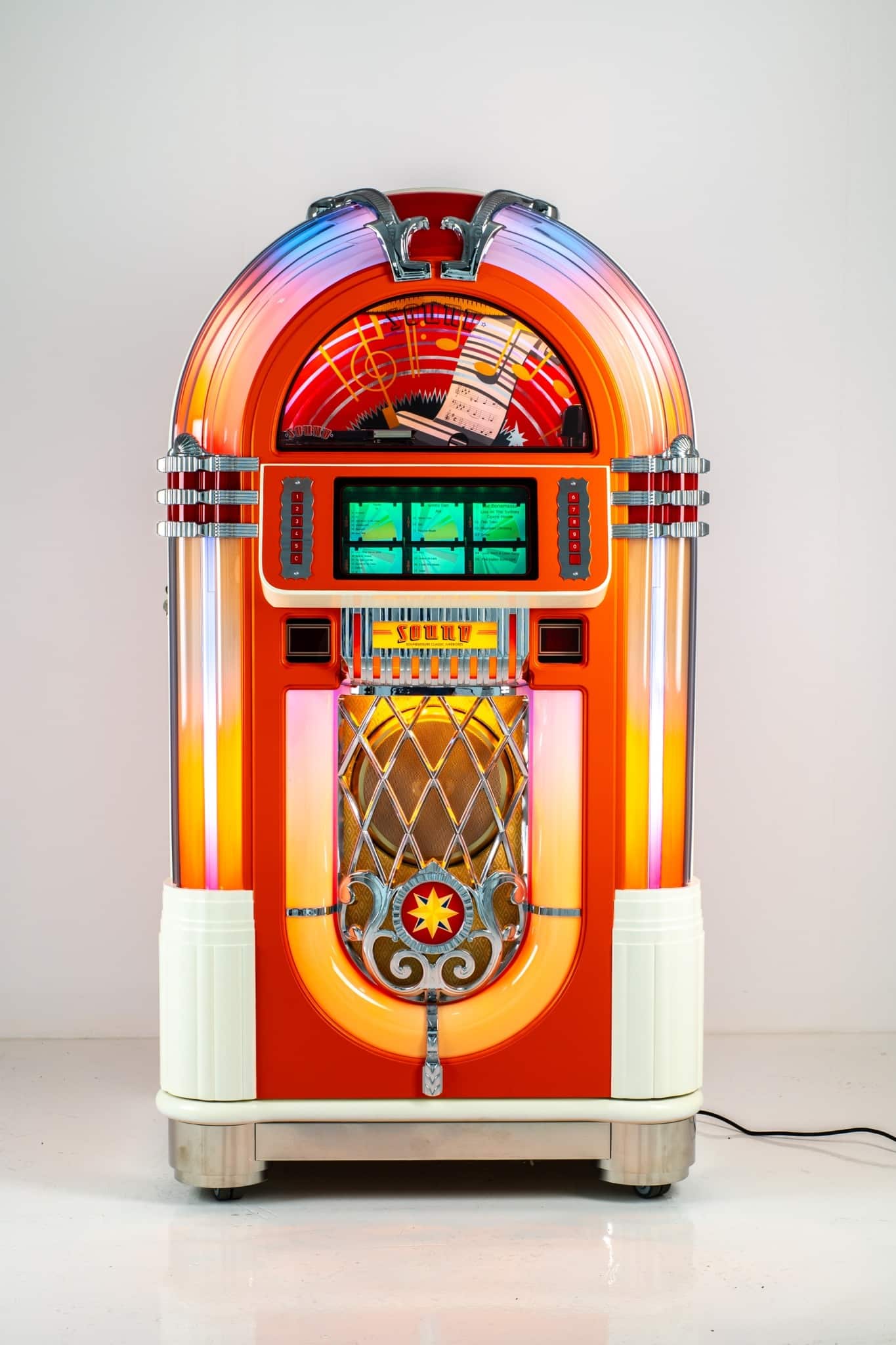 Sound Leisure SL33 Vinyl LP Jukebox Custom Orange and Cream Finish ...