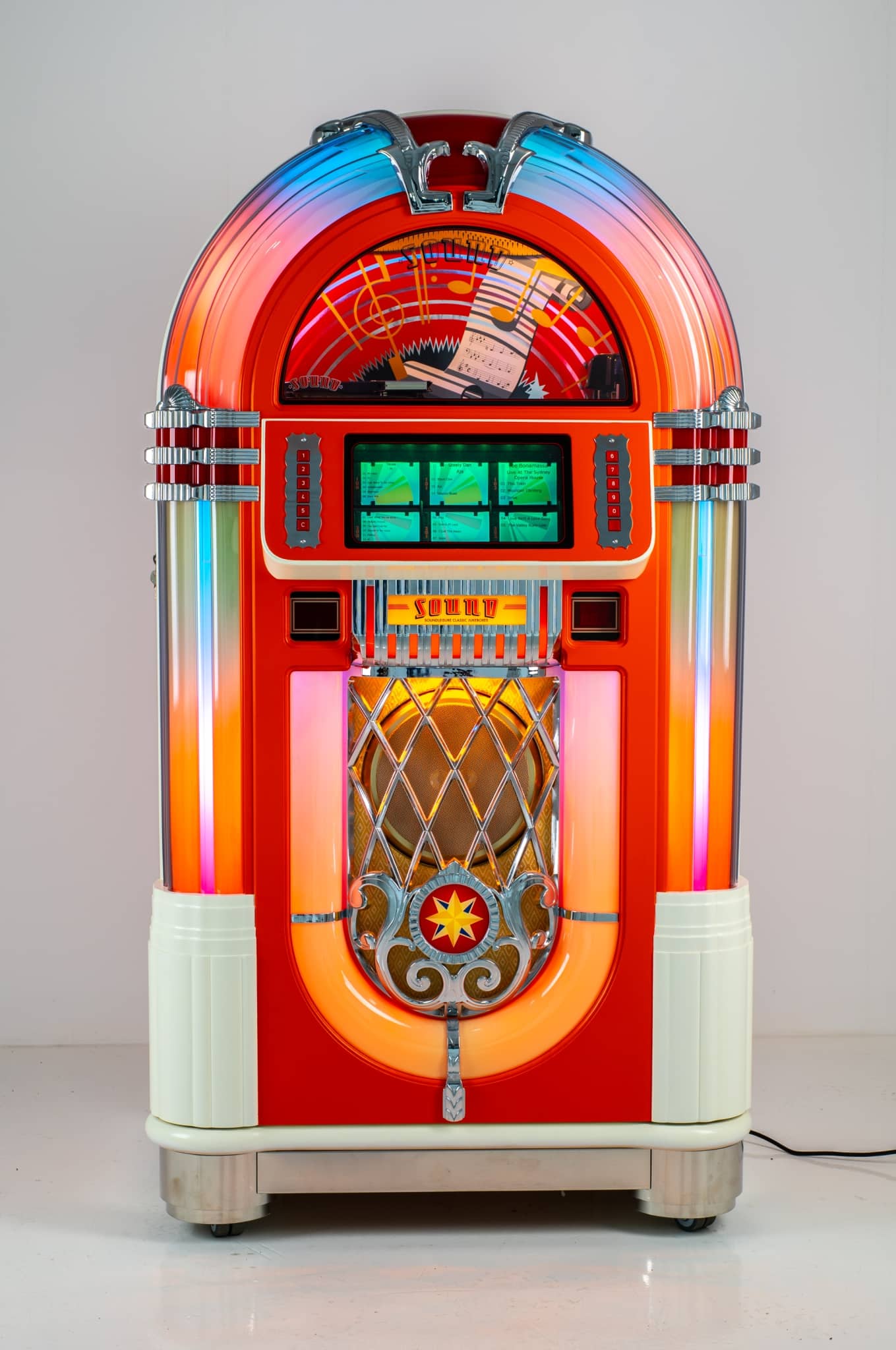 Sound Leisure SL33 Vinyl LP Jukebox Custom Orange and Cream Finish ...